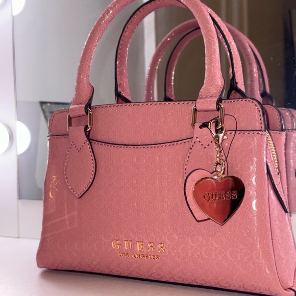 Guess | Bags | Guess Pink Backpack With Structured Design And Gold ...